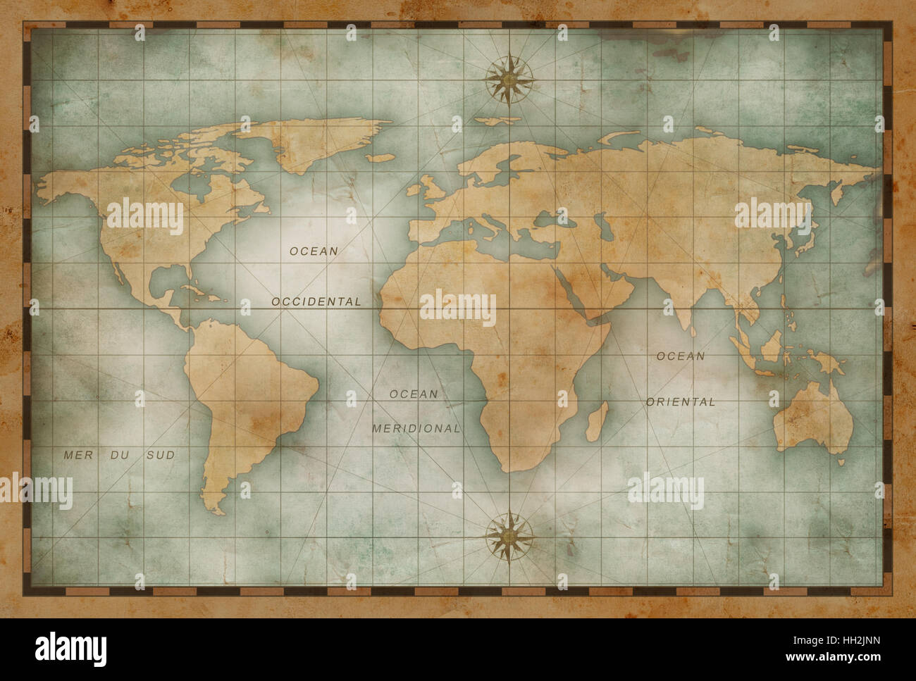 old nautical world map background Stock Photo - Alamy