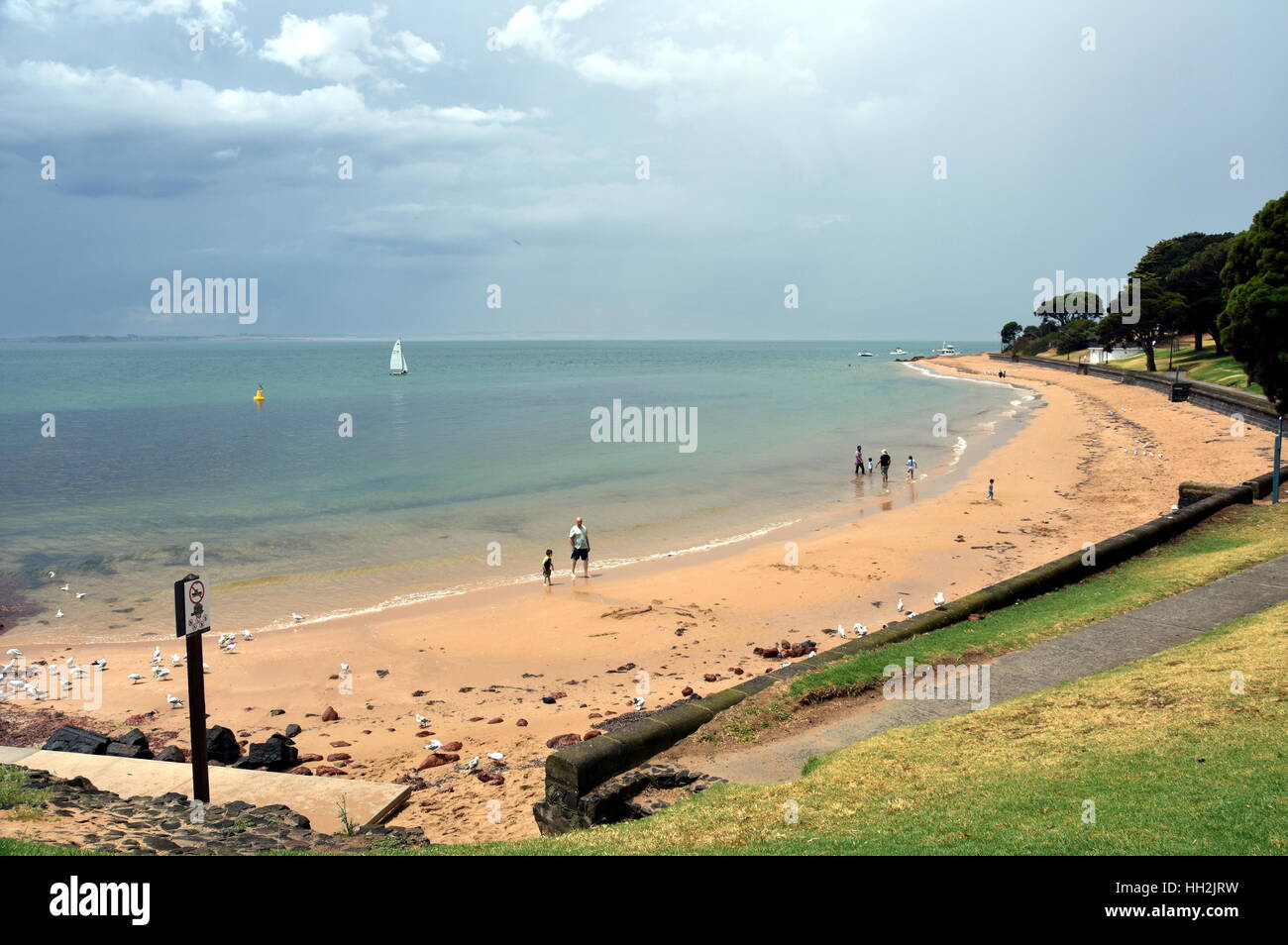 Cowes, Australia - December 29, 2016. Panorama of Cowes beach on Philip ...