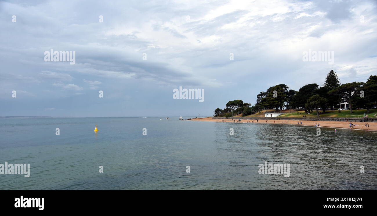 Cowes, Australia - December 29, 2016. Panorama of Cowes beach on Philip ...
