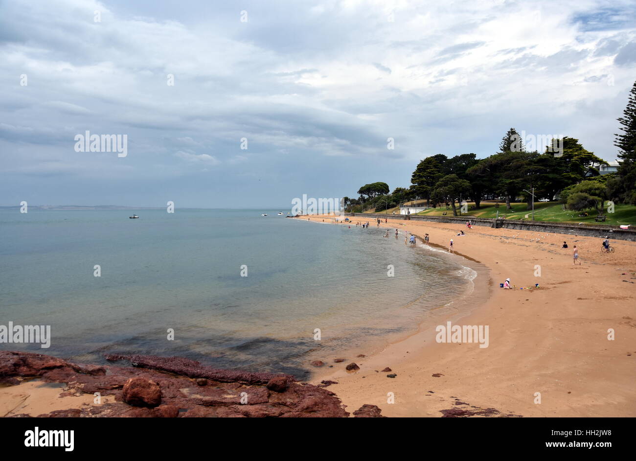 Cowes, Australia - December 29, 2016. Panorama of Cowes beach on Philip ...