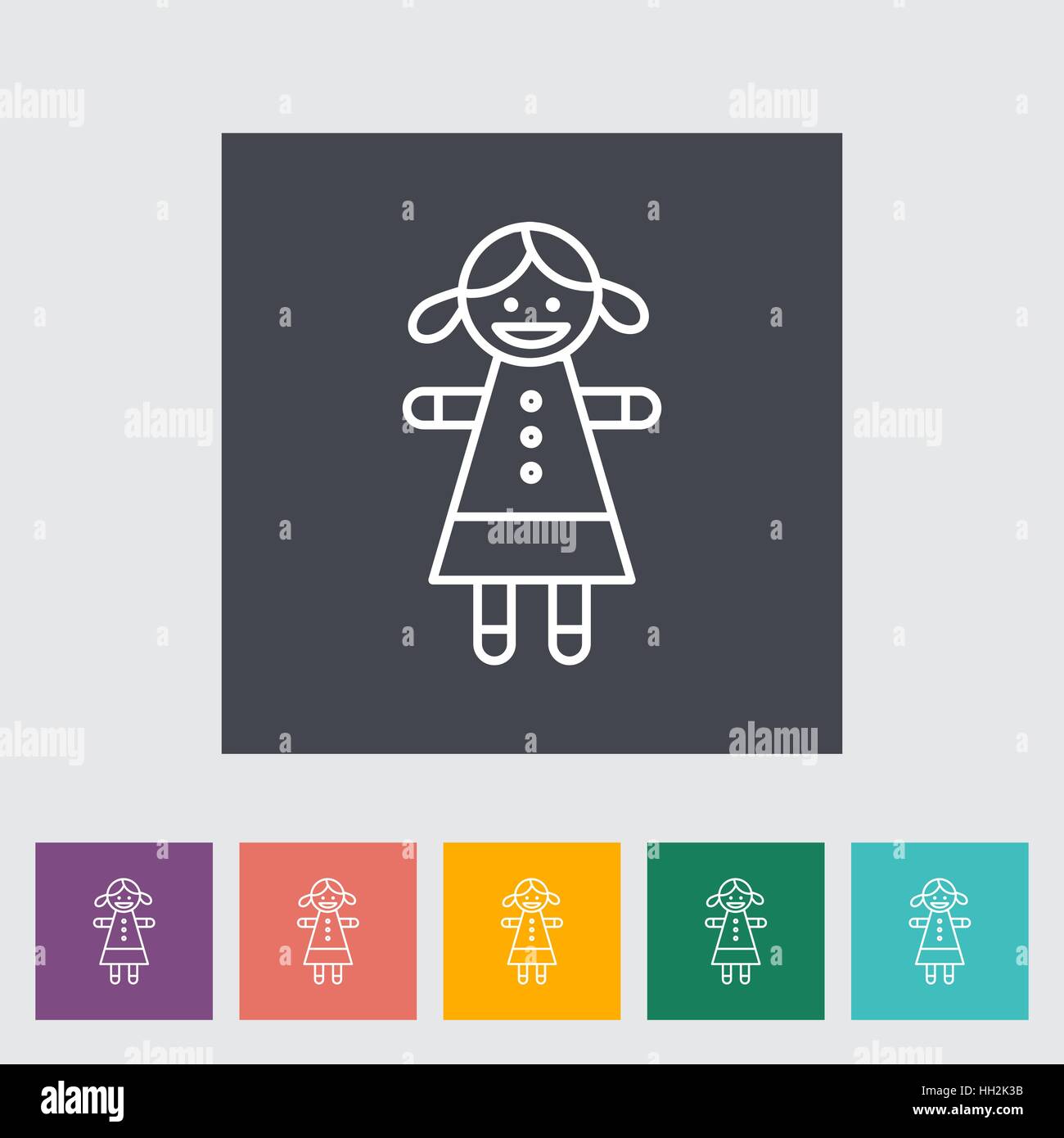Doll toy thin line flat vector related icon set for web and mobile ...
