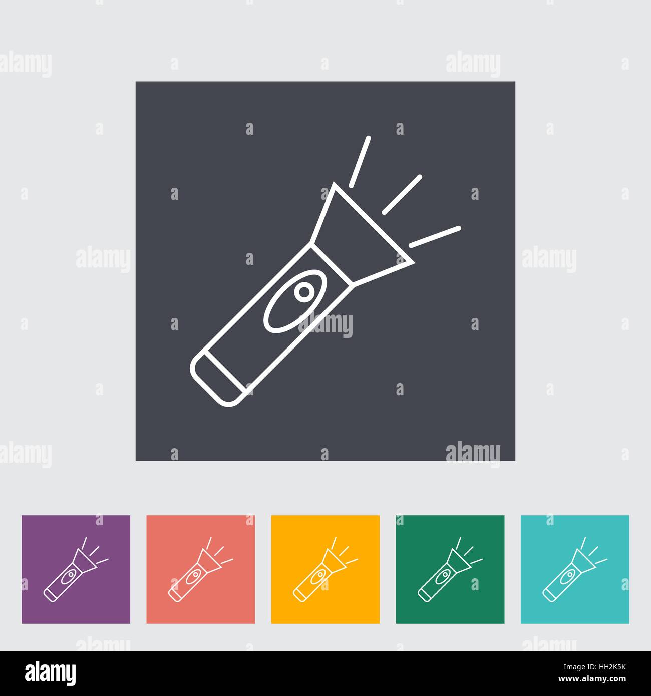 Flashlight. Outline icon on the button. Vector illustration Stock ...