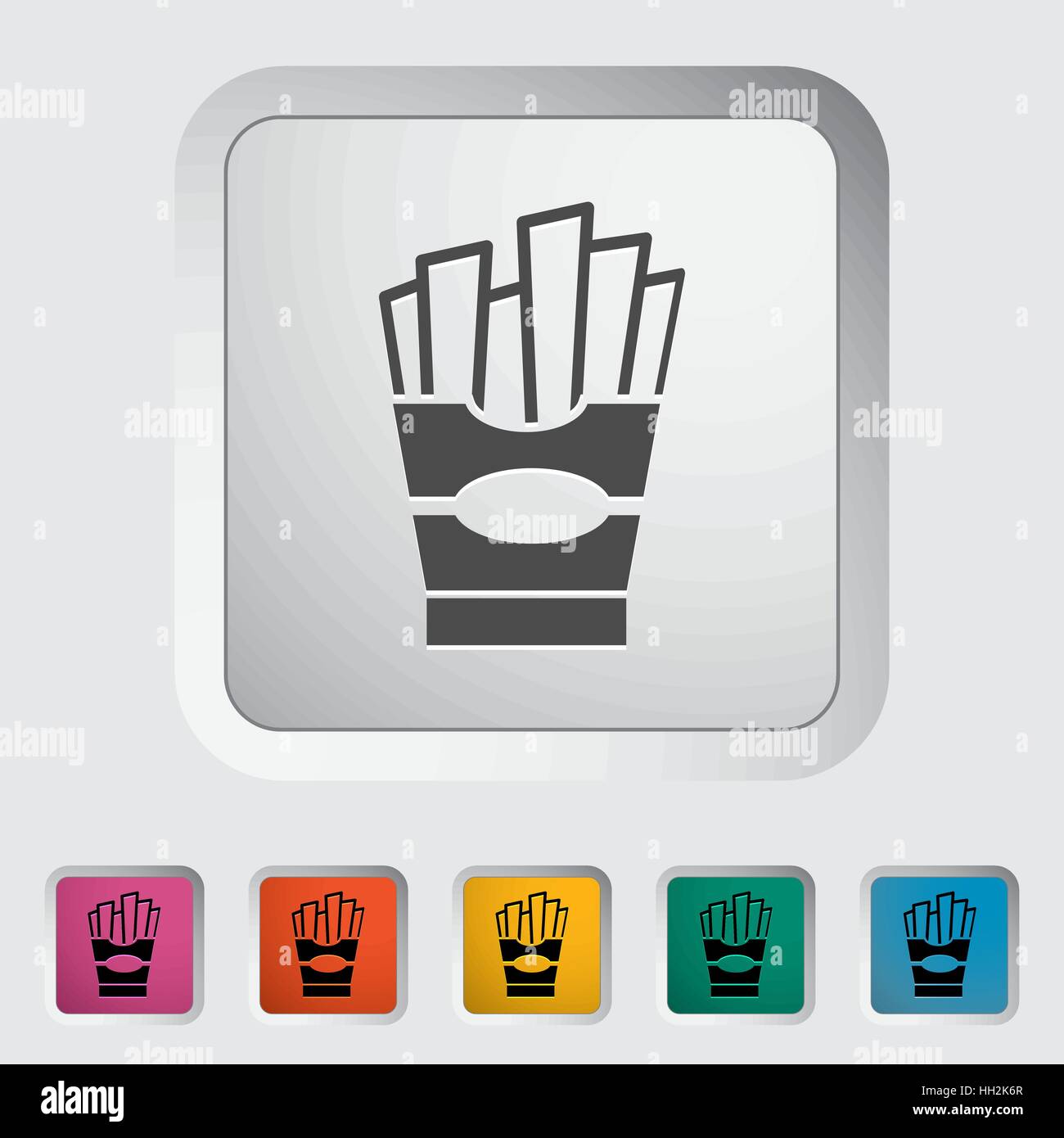 French fries. Single flat icon on the button. Vector illustration Stock ...