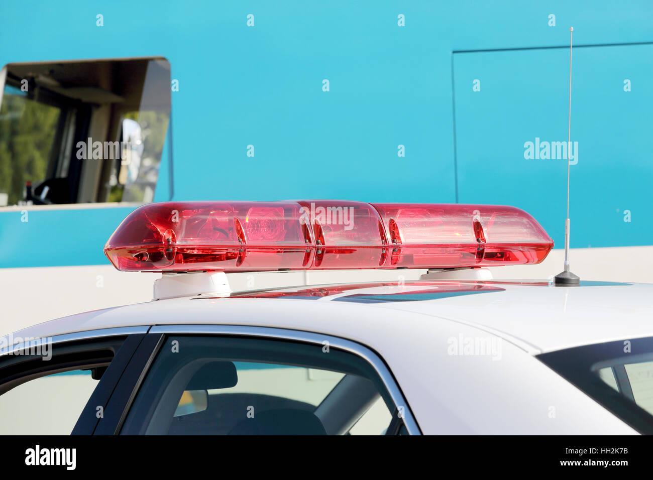 Police red light mounted on the roof of police car Stock Photo - Alamy