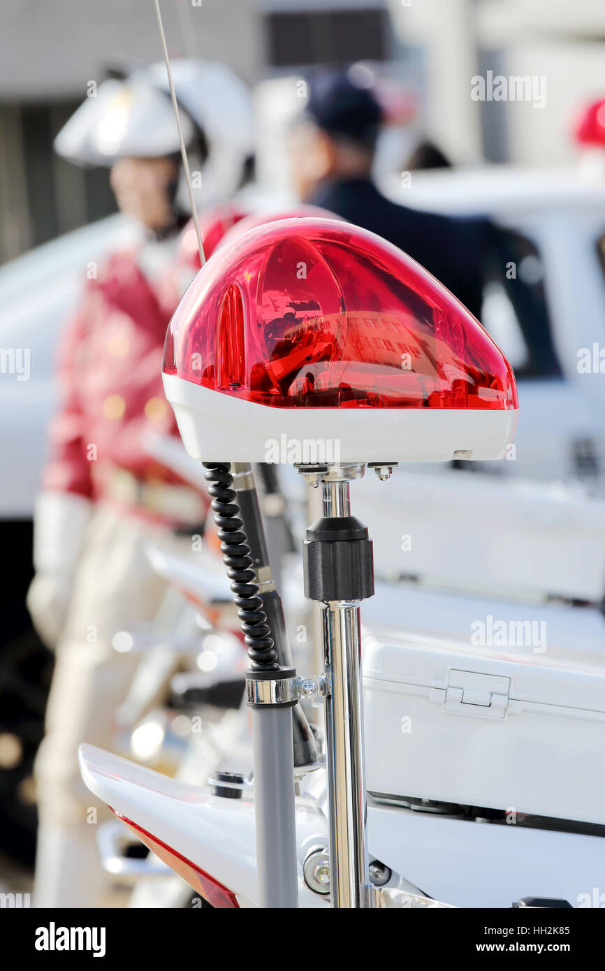 Police red light mounted polish police motorcycle Stock Photo - Alamy