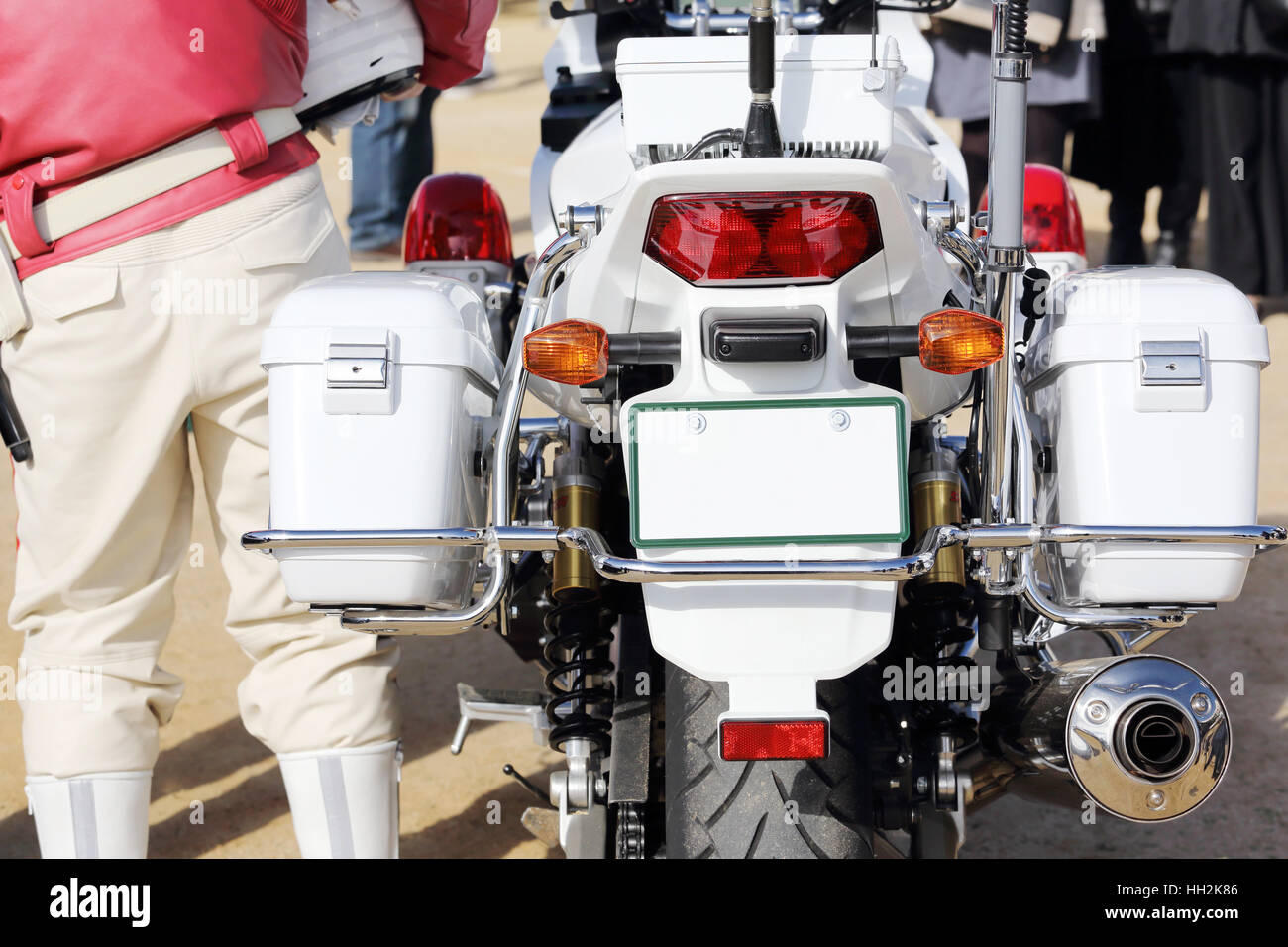 Back view of Japanese police motorcycle Stock Photo - Alamy