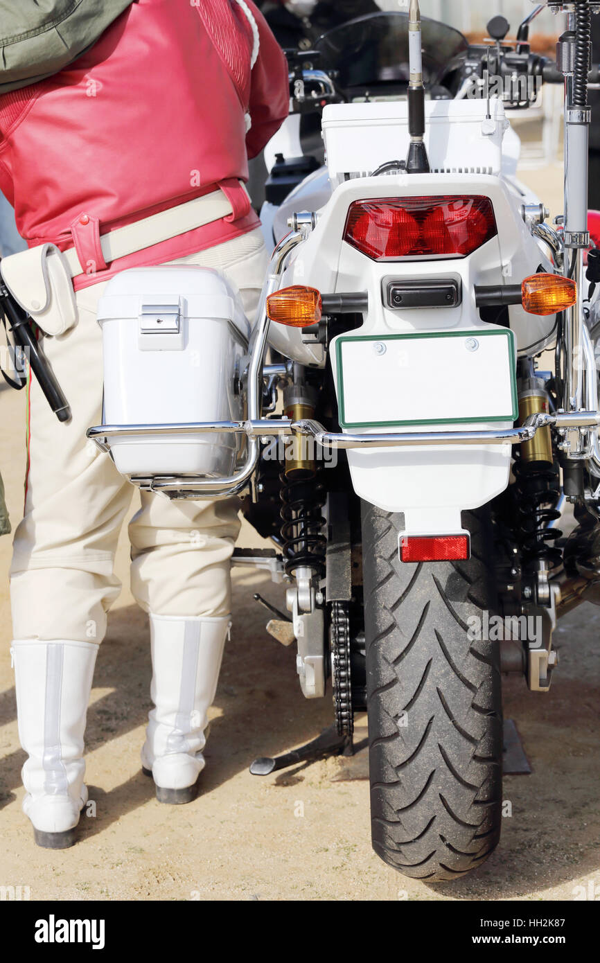 Back view of Japanese police motorcycle Stock Photo - Alamy