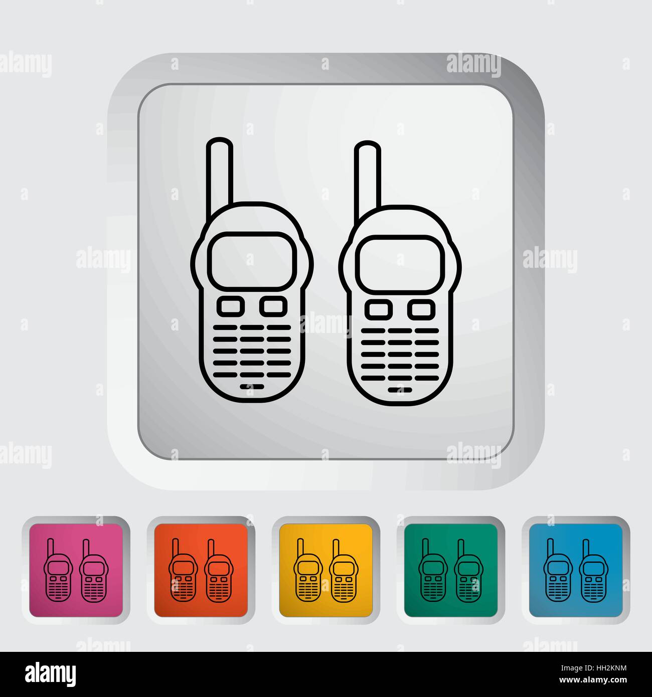 Portable radio. Outline icon on the button. Vector illustration Stock ...