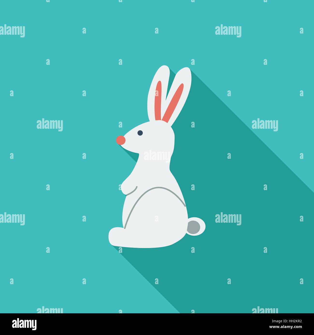 Rabbit icon. Flat vector related icon with long shadow for web and ...