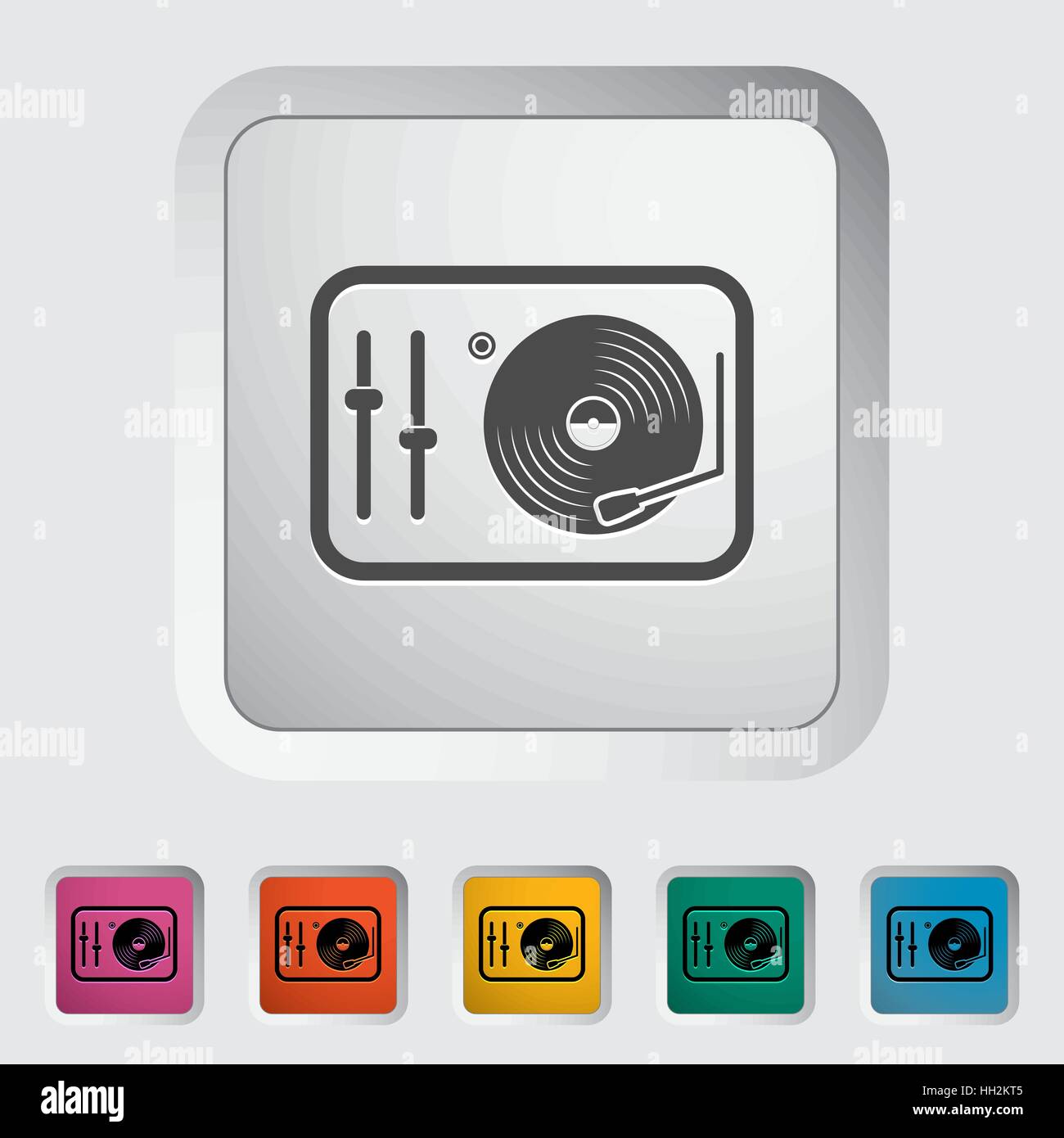 Turntable. Single flat icon on the button. Vector illustration Stock ...