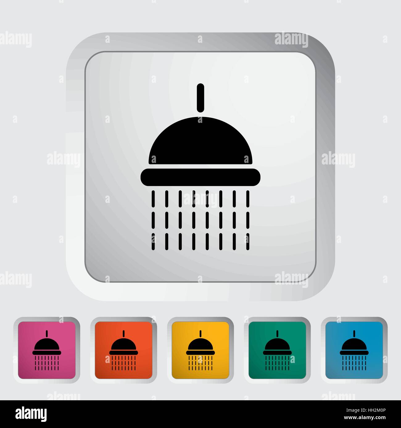 Shower. Single flat icon on the button. Vector illustration Stock ...