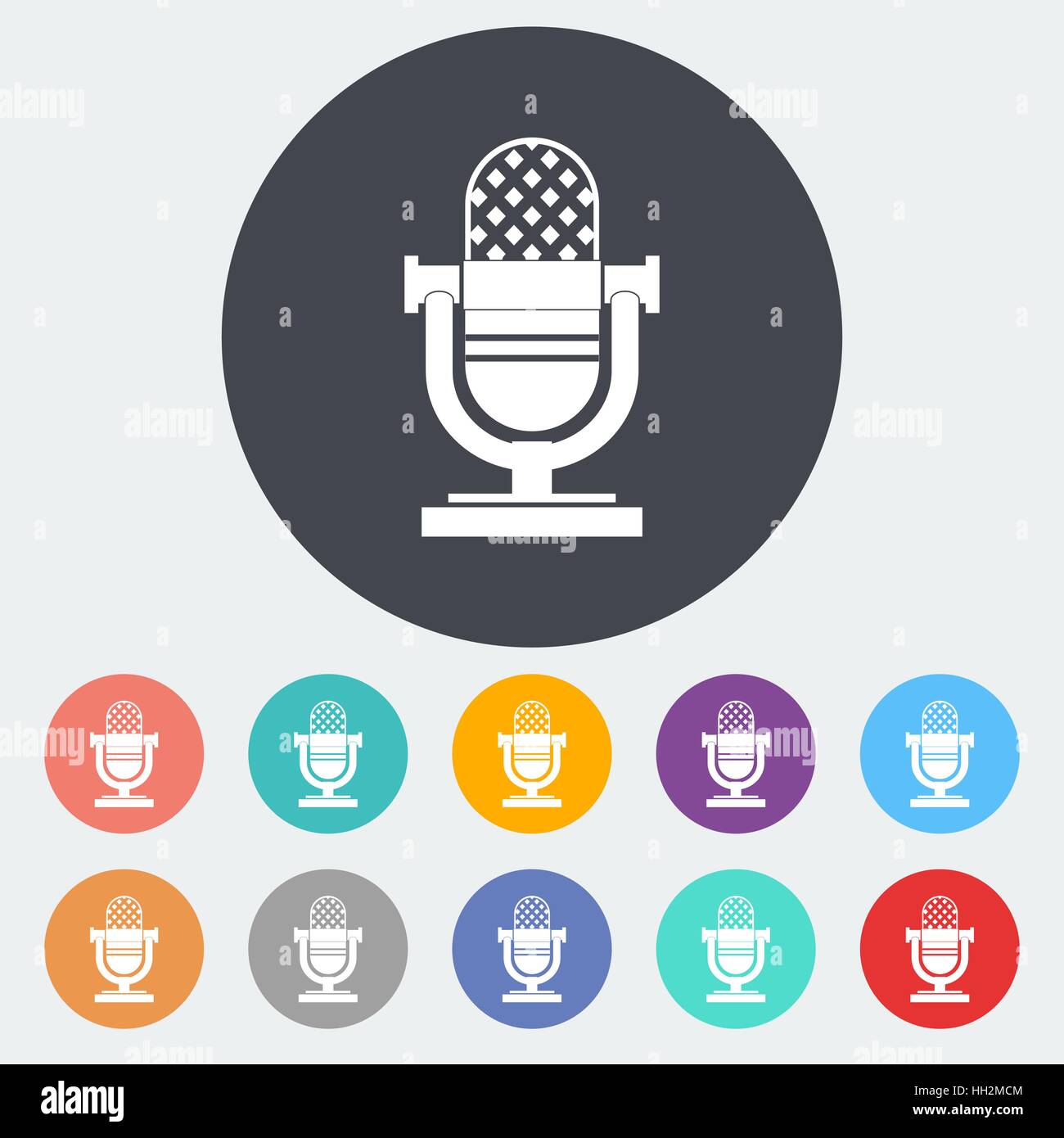 Vintage microphone. Single flat icon on the circle. Vector illustration ...