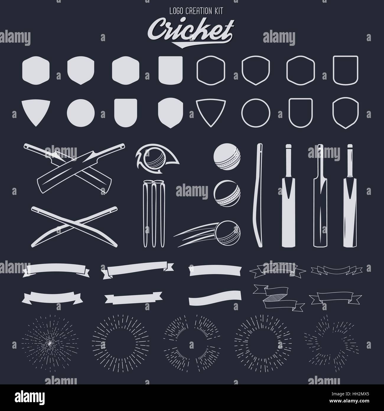 Cricket equipment elements Stock Vector Images - Alamy