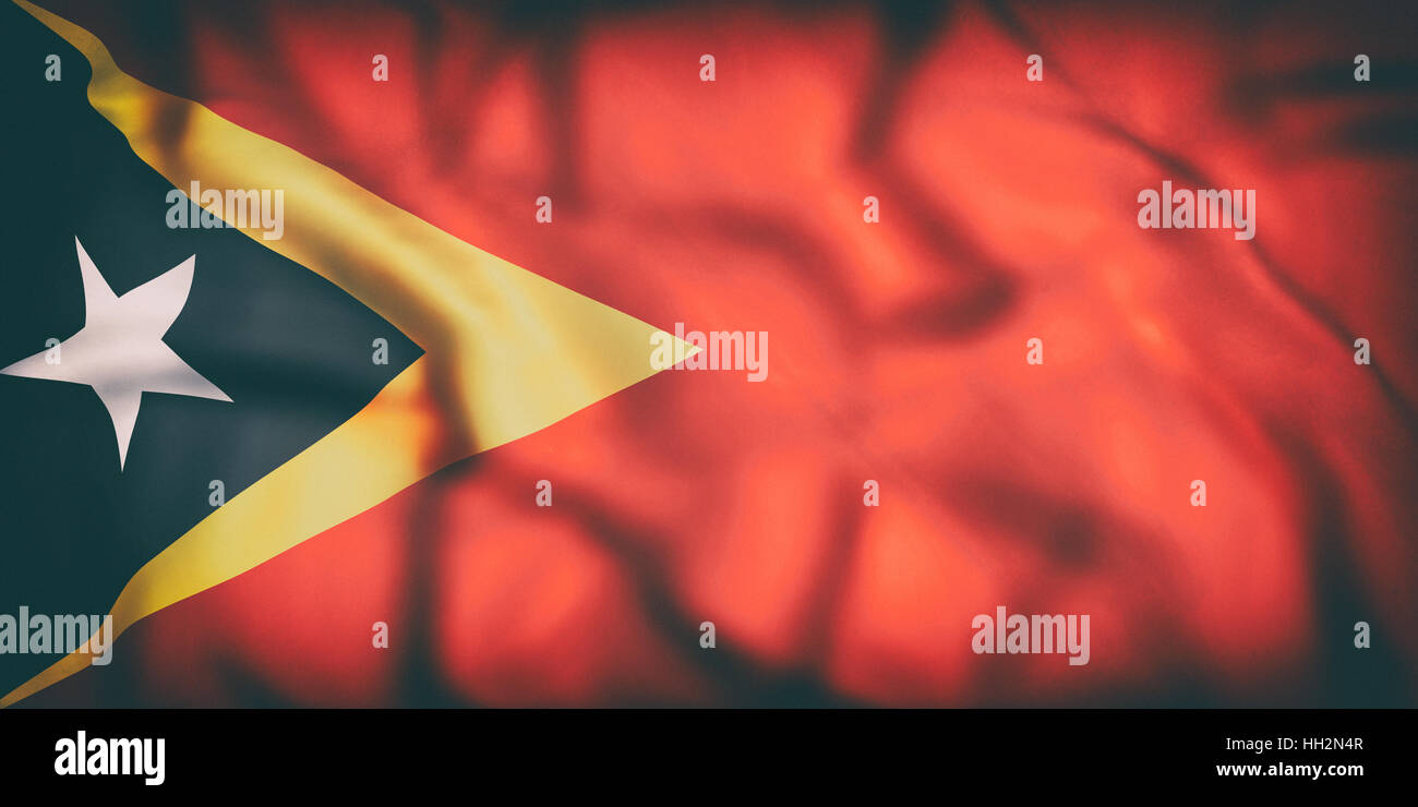 3d rendering of an old Democratic Republic of Timor-Leste flag waving ...