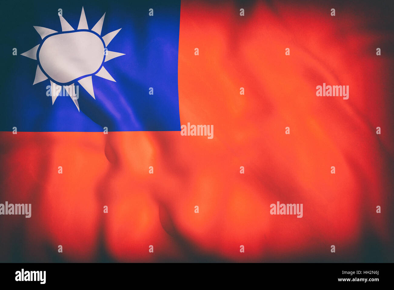 3d rendering of an old Taiwan flag waving Stock Photo - Alamy