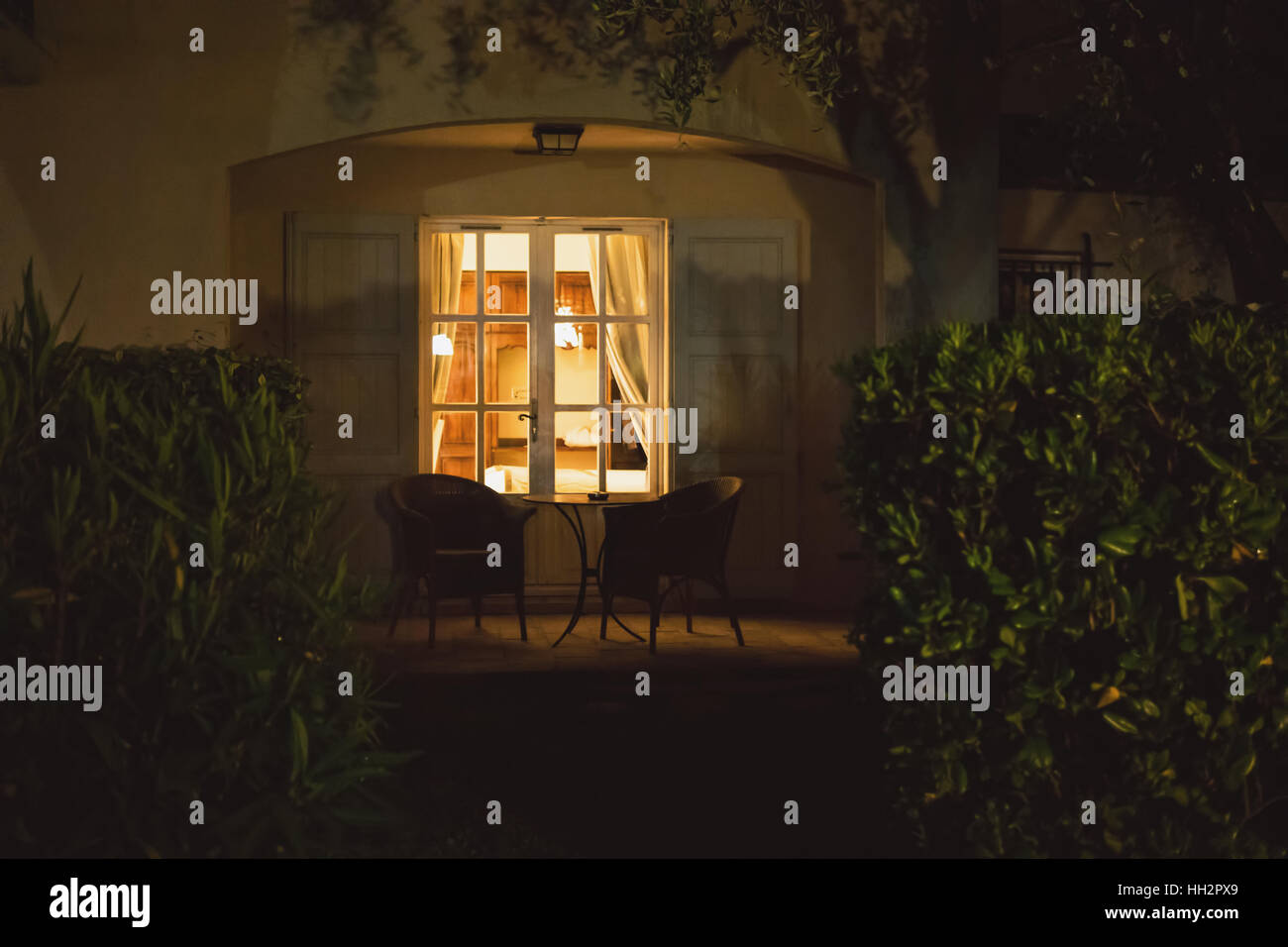 House door at night Stock Photo - Alamy