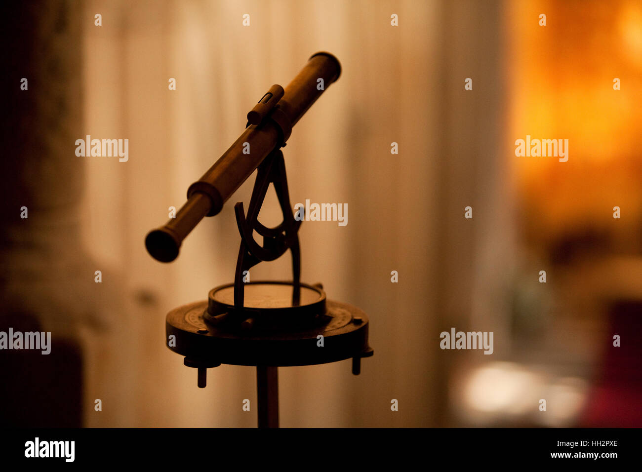 Telescope in the Museum, small depth of field Stock Photo - Alamy
