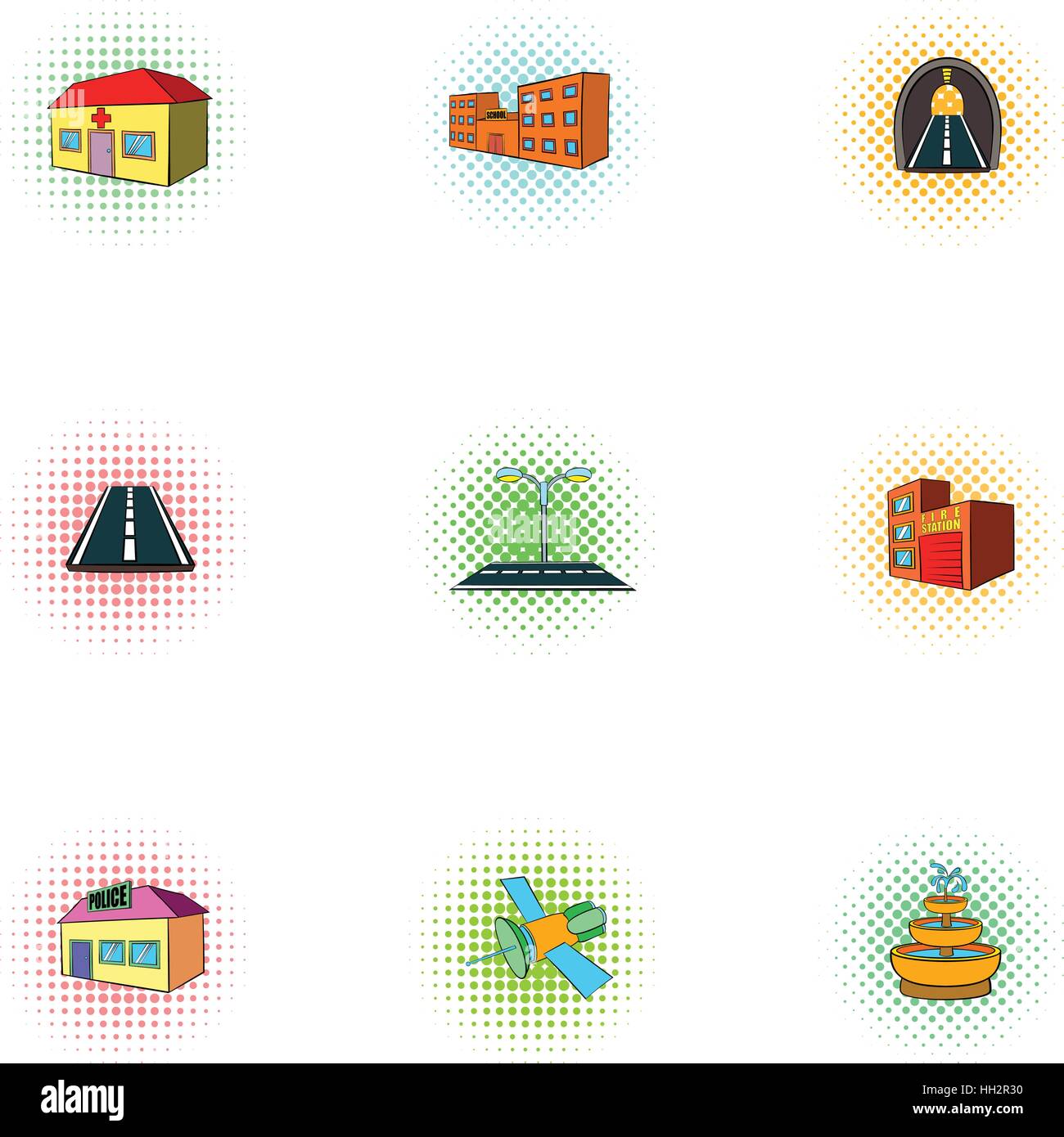 Building icons set, pop-art style Stock Vector Image & Art - Alamy
