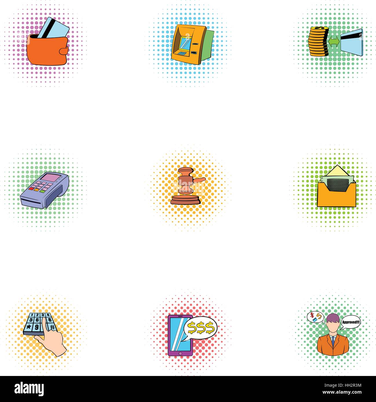 Cash icons set, pop-art style Stock Vector Image & Art - Alamy