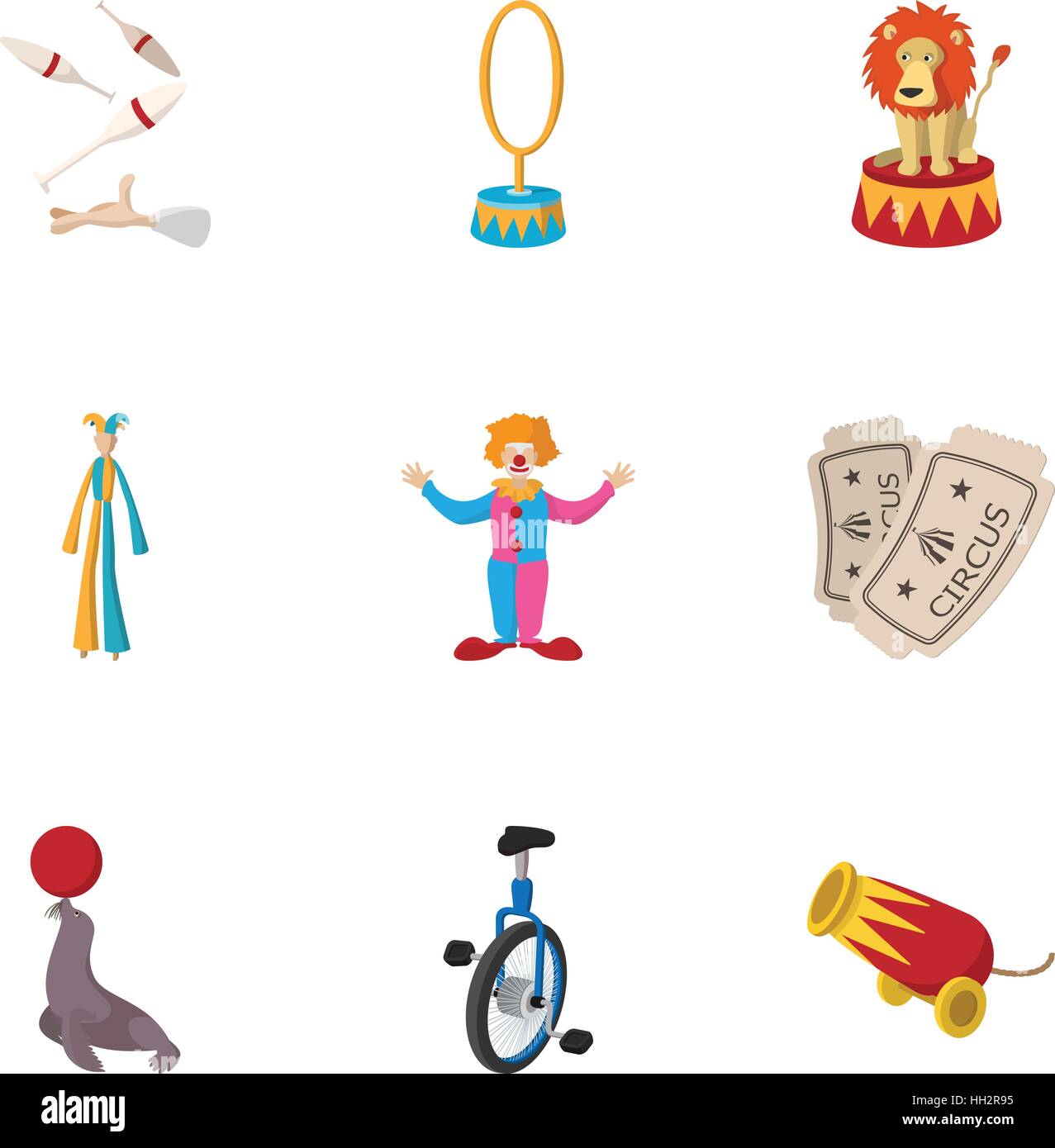 Circus performance icons set, cartoon style Stock Vector Image & Art ...