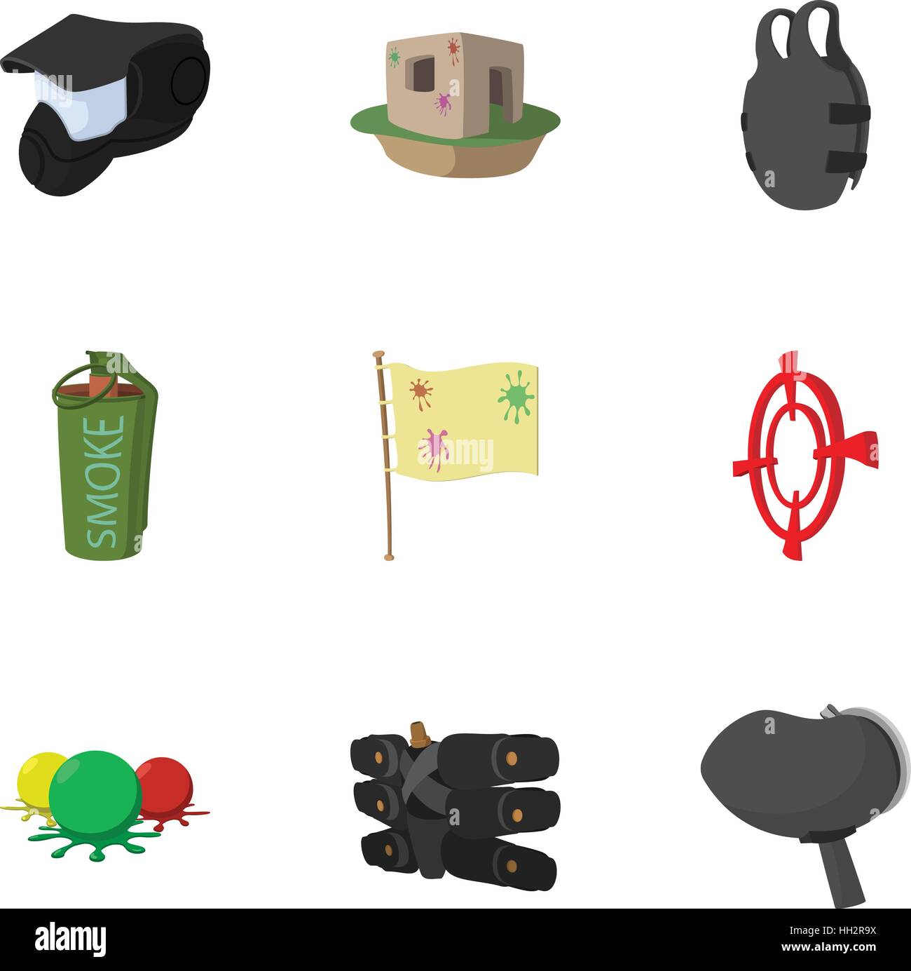 Paintball club icons set, cartoon style Stock Vector Image & Art - Alamy
