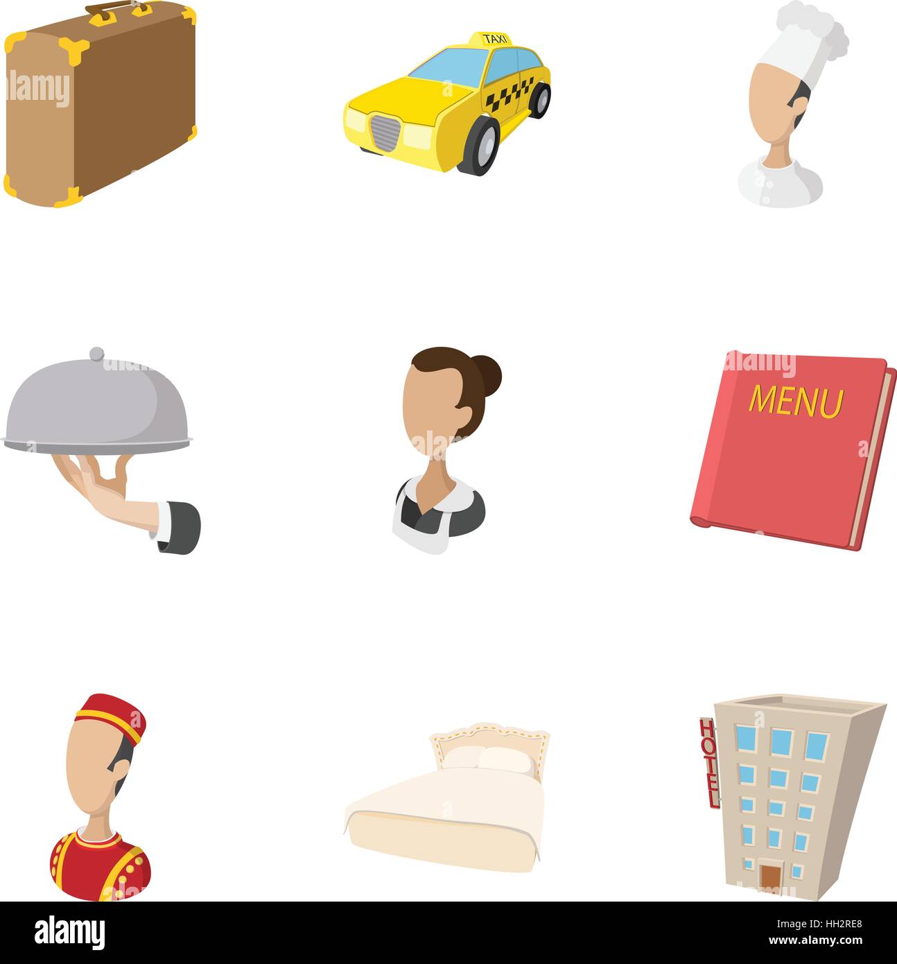 Hostel accommodation icons set, cartoon style Stock Vector Image & Art ...