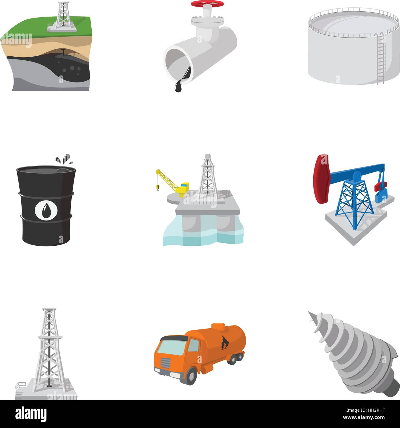 Oil production icons set, cartoon style Stock Vector Image & Art - Alamy