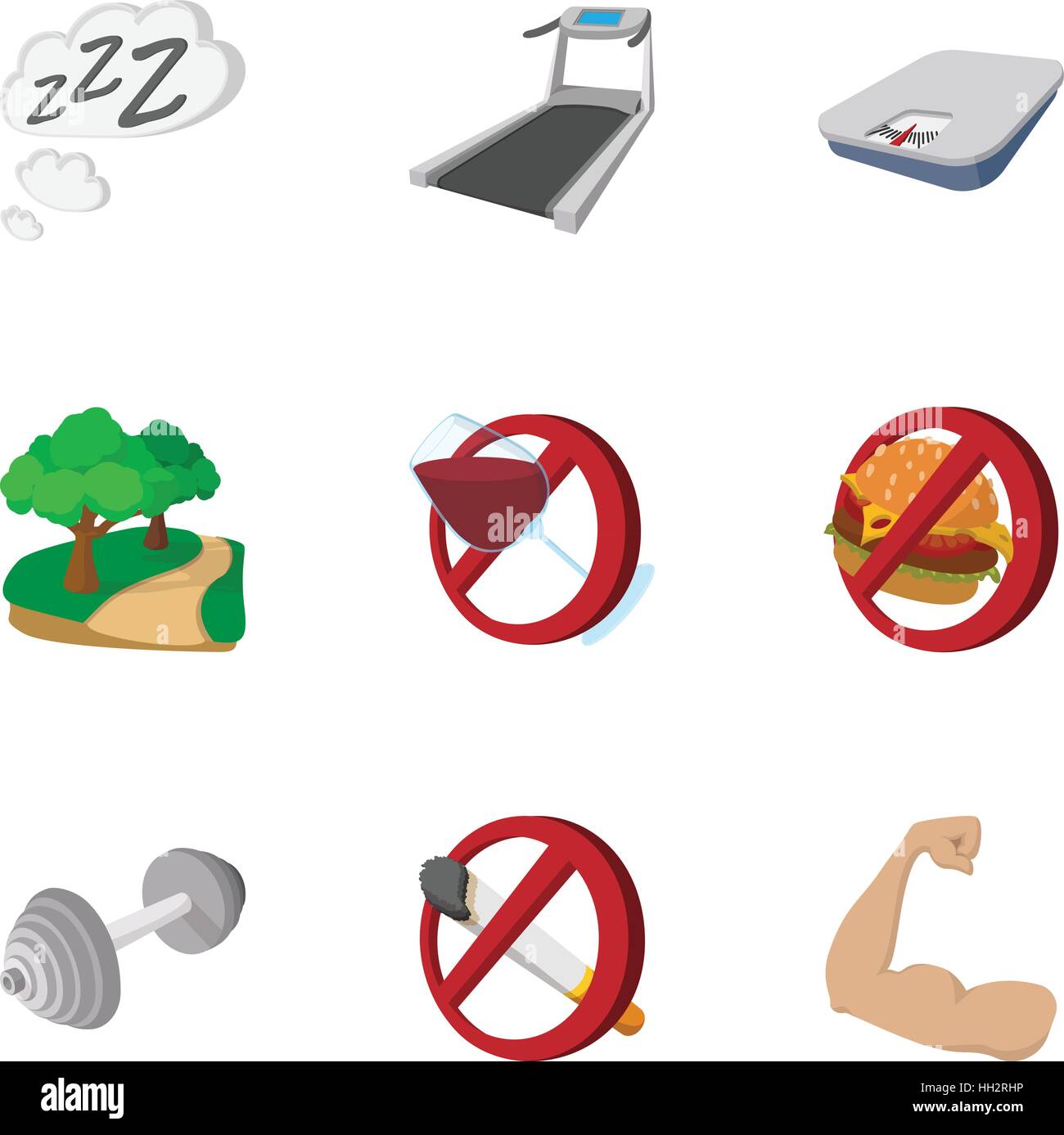 Healthy lifestyle icons set, cartoon style Stock Vector Image & Art - Alamy