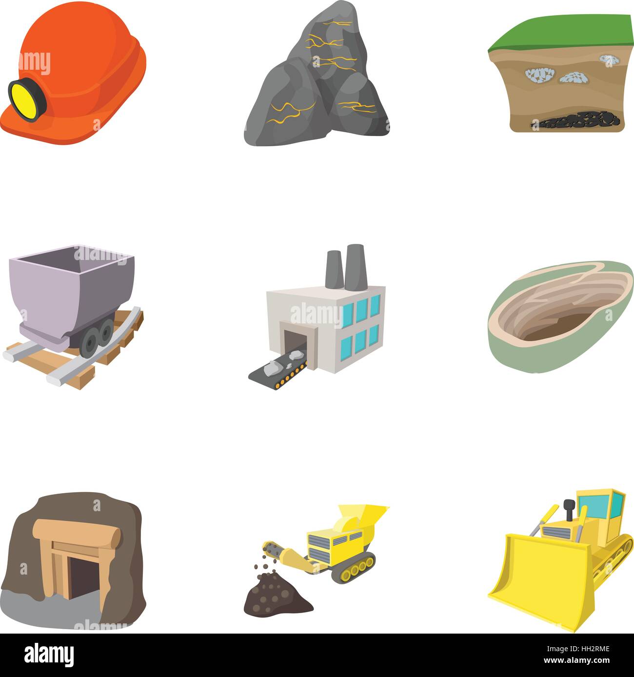 Mining activities icons set, cartoon style Stock Vector Image & Art - Alamy