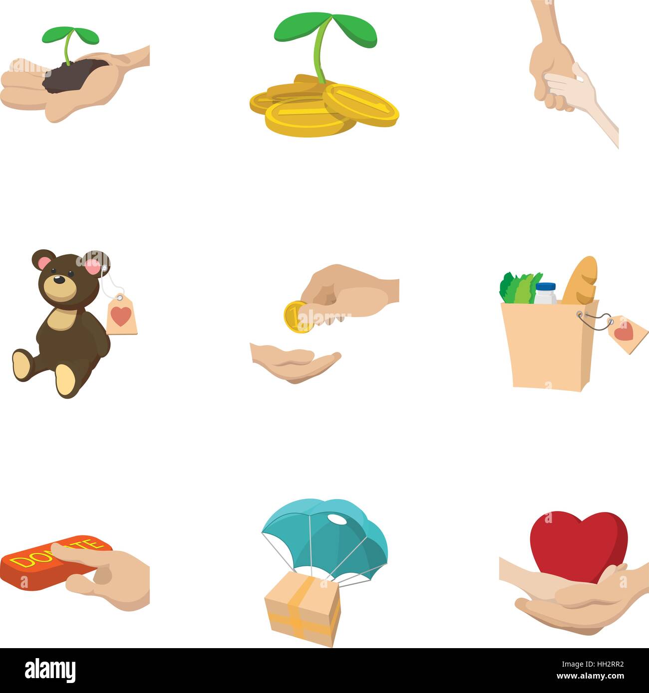 Donation icons set, cartoon style Stock Vector Image & Art - Alamy