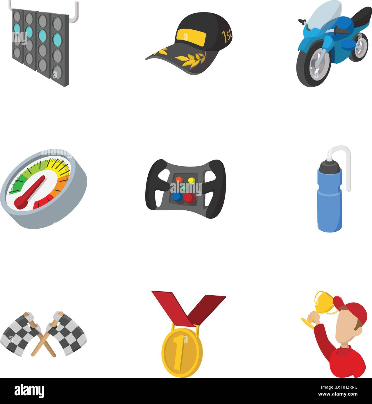 Racing accessories icons set, cartoon style Stock Vector Image & Art ...