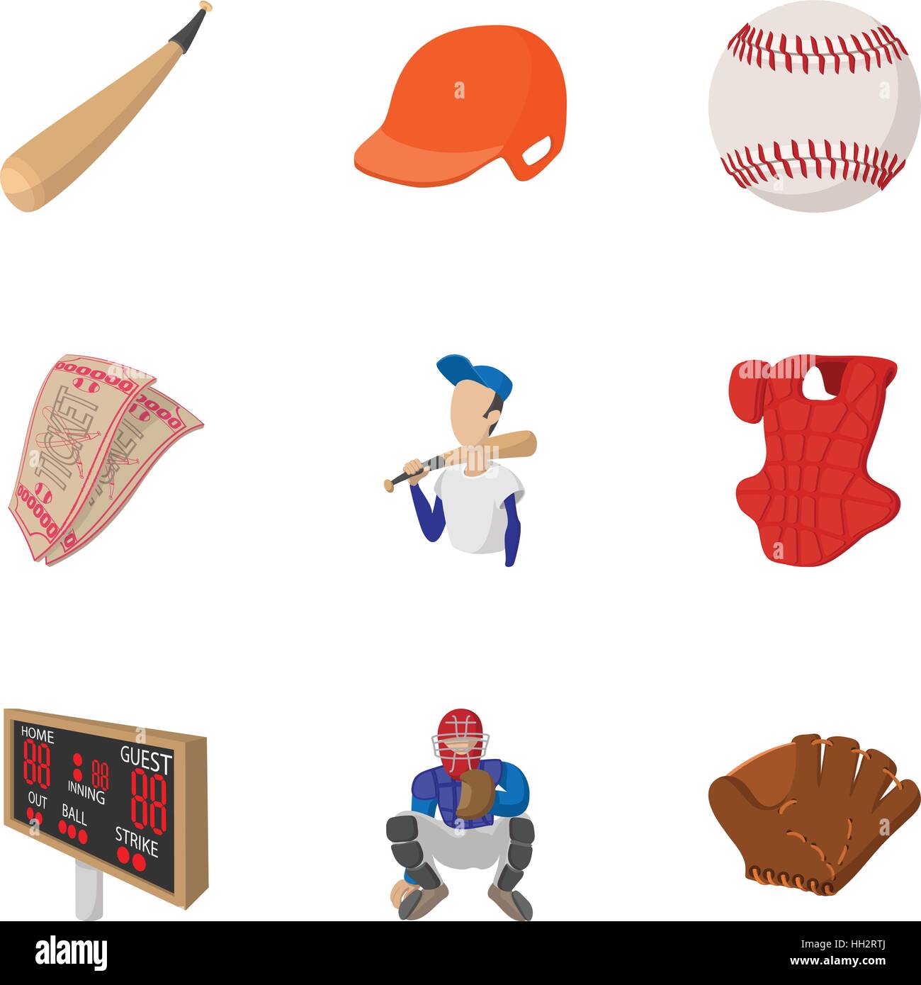 Game with bat icons set, cartoon style Stock Vector Image & Art - Alamy