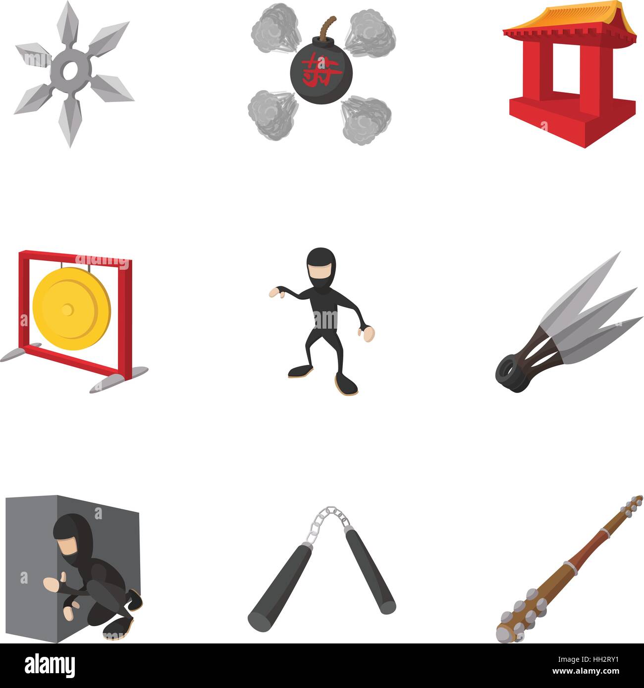 Ninja icons set, cartoon style Stock Vector Image & Art - Alamy