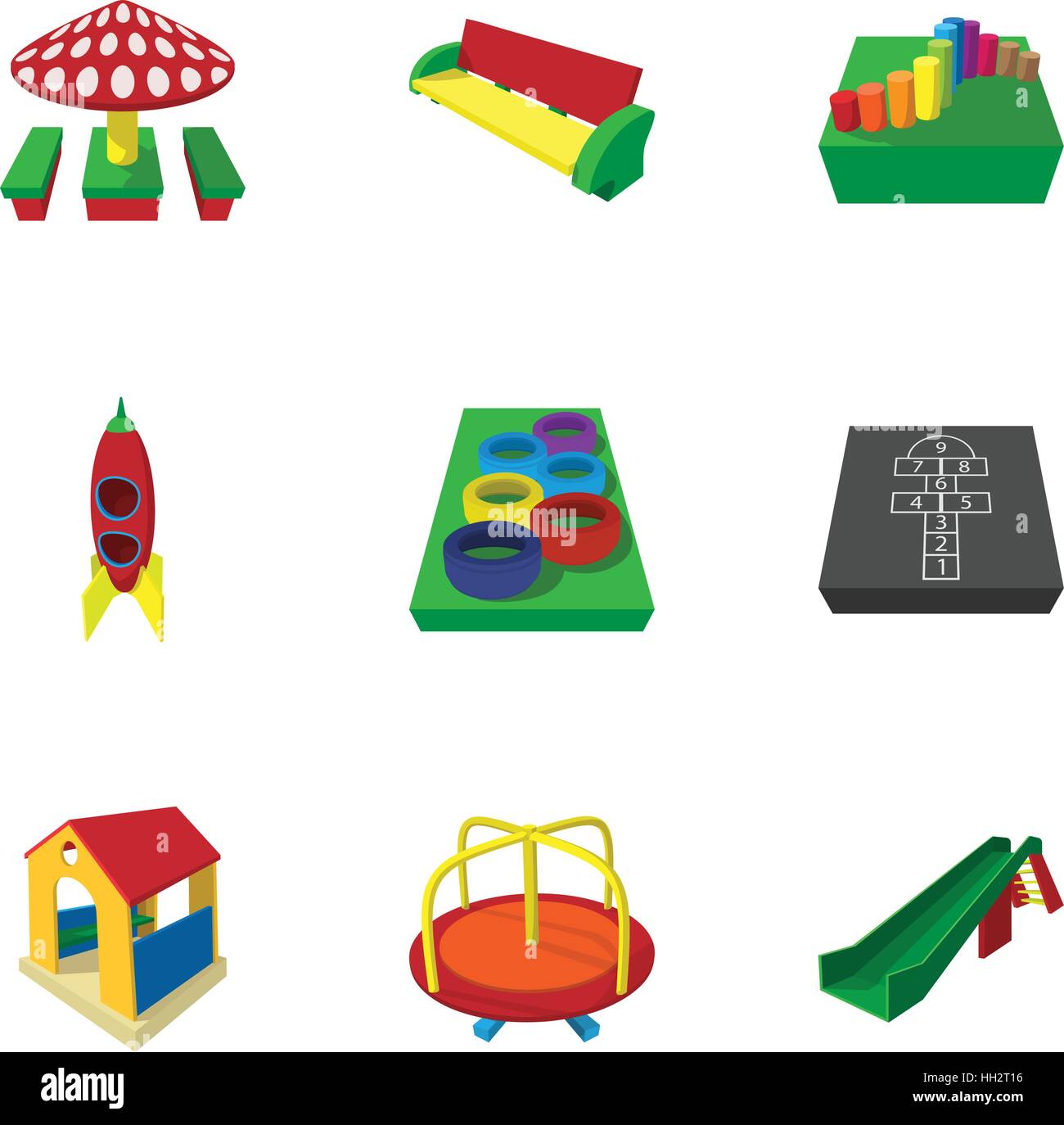 Park in yard icons set, cartoon style Stock Vector Image & Art - Alamy