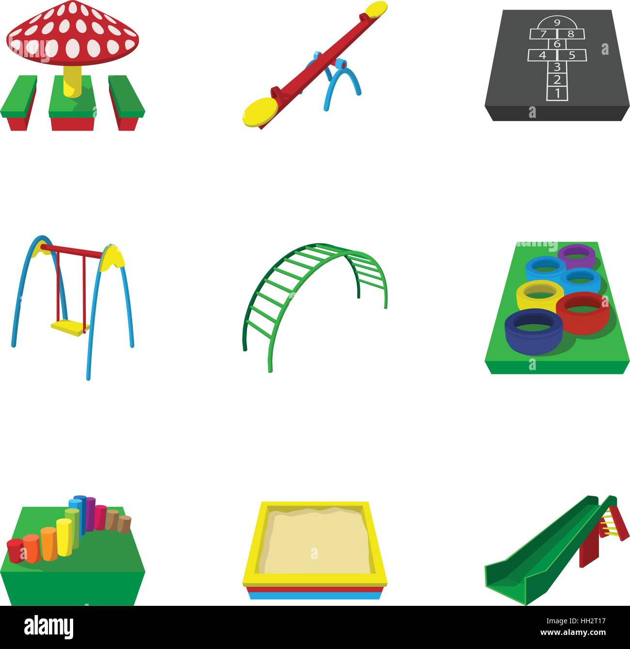 Fun in yard icons set, cartoon style Stock Vector Image & Art - Alamy