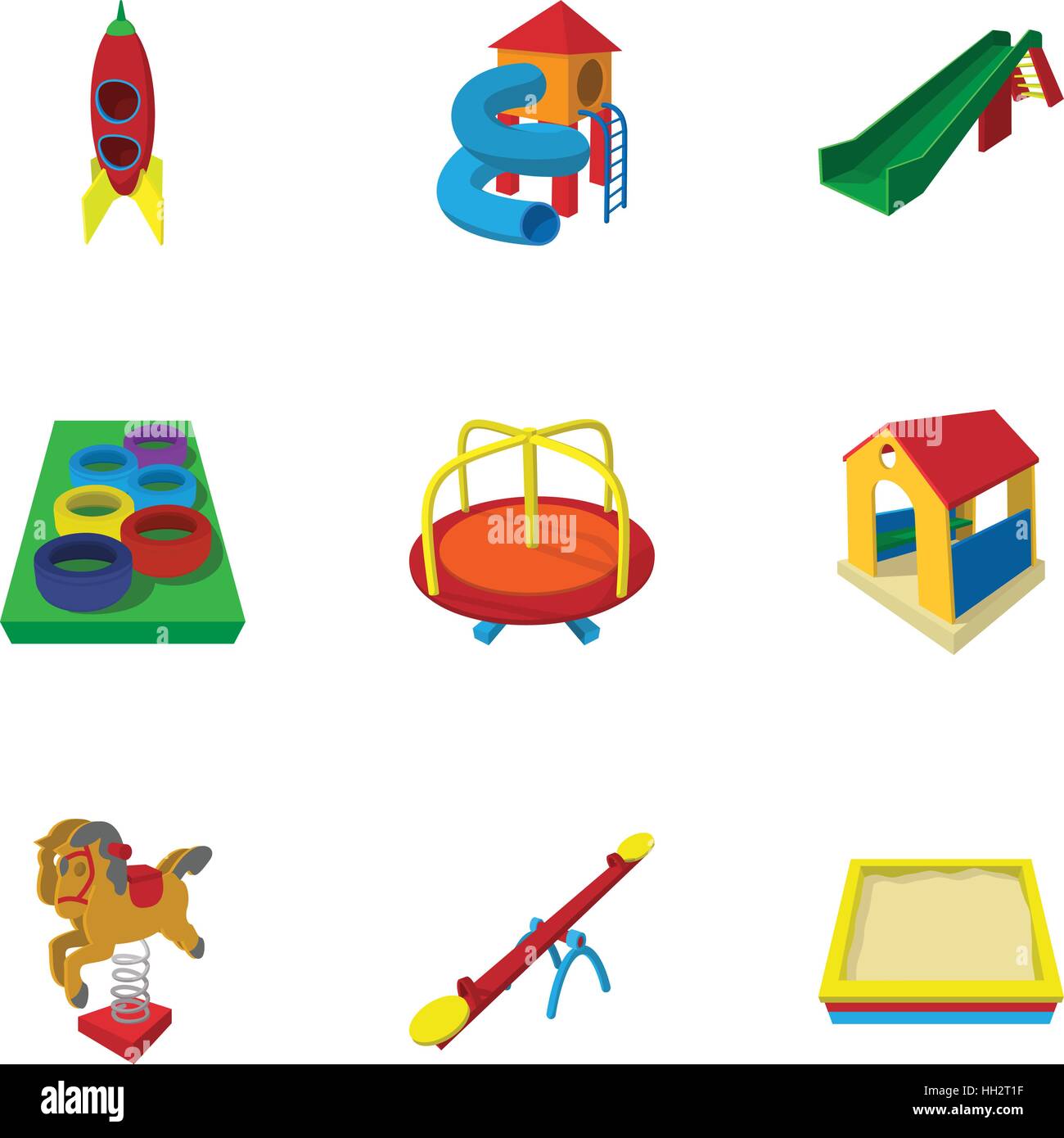 Backyard entertainment icons set, cartoon style Stock Vector Image ...