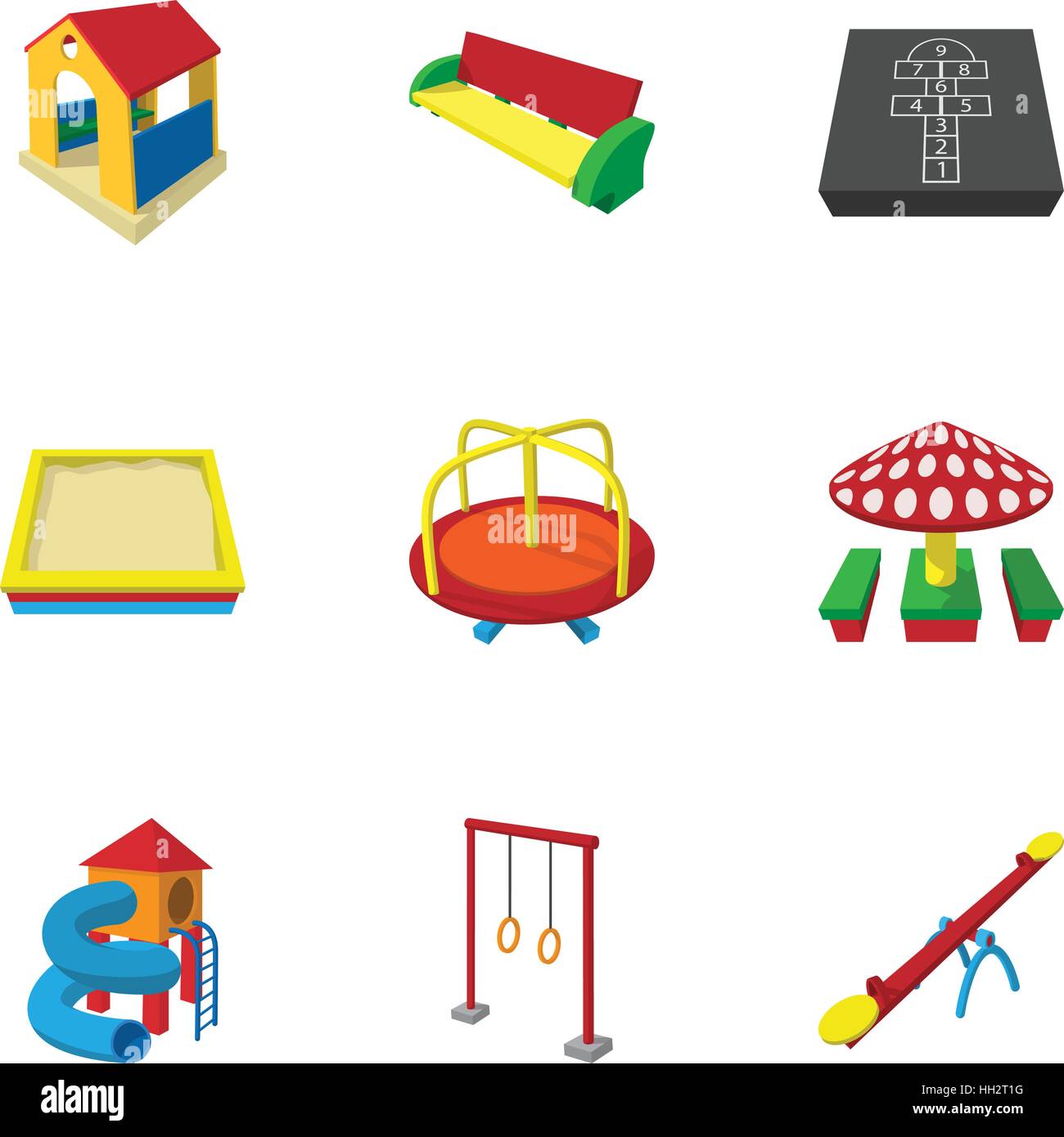 Types of games in yard icons set, cartoon style Stock Vector Image ...