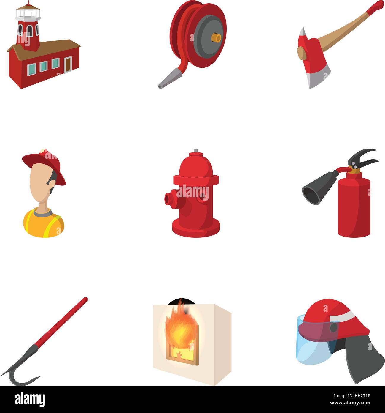 Fire icons set, cartoon style Stock Vector Image & Art - Alamy