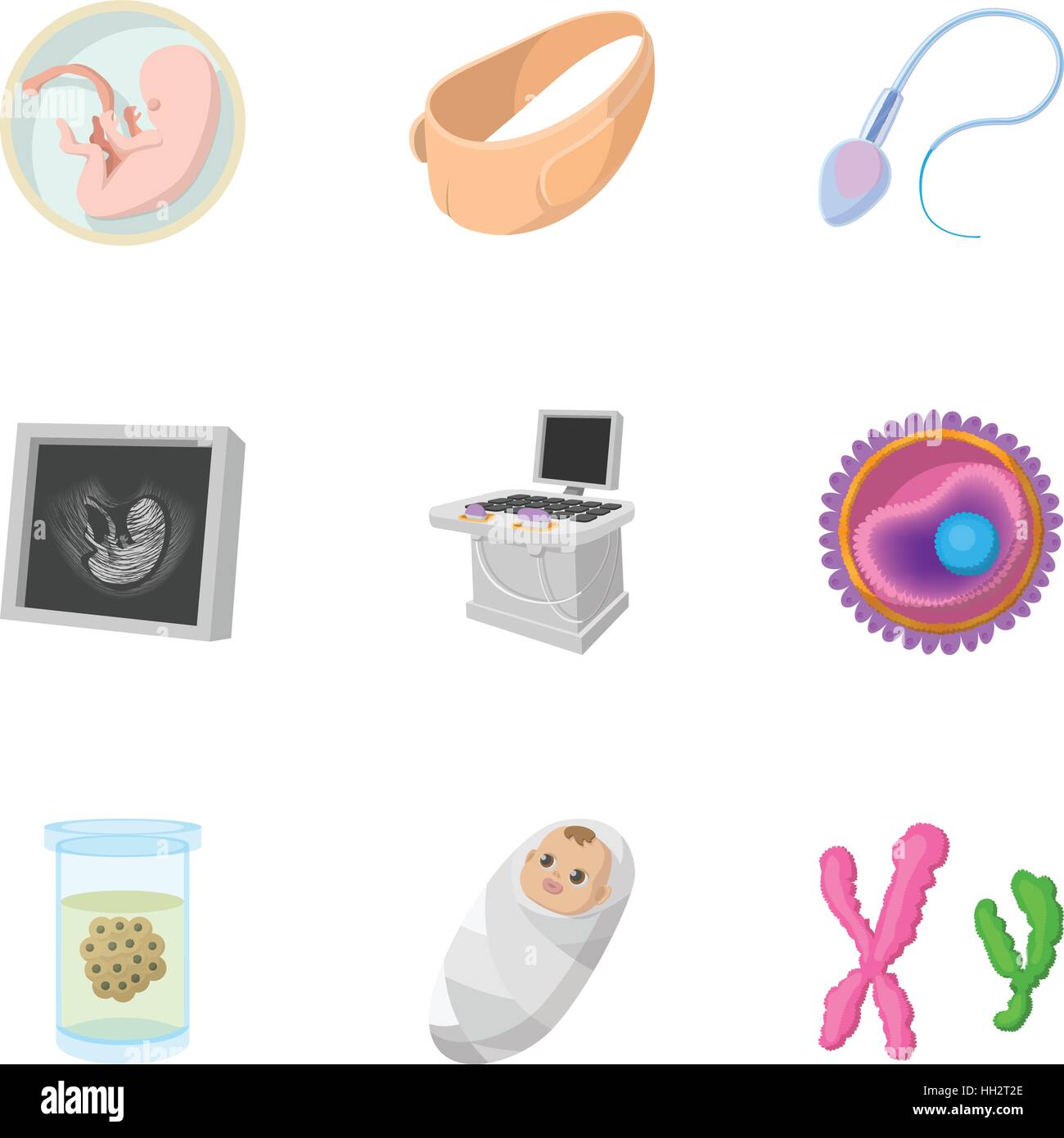 Kid in mother stomach icons set, cartoon style Stock Vector Image & Art ...