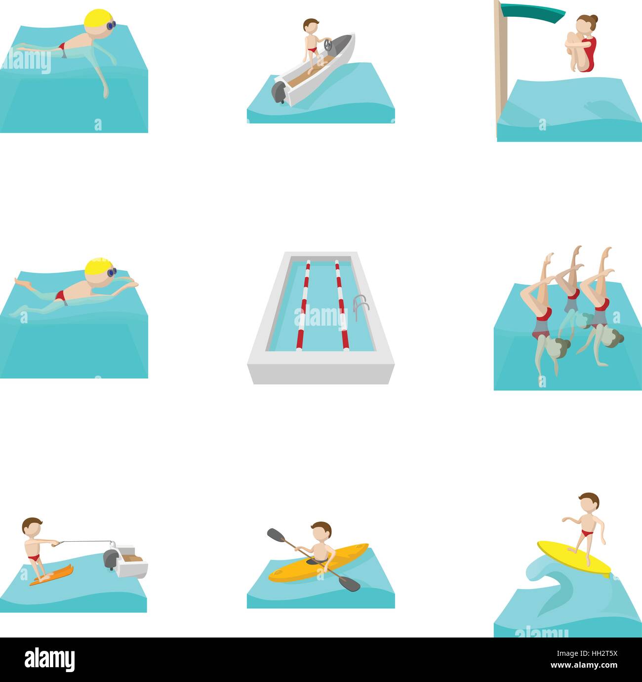 Swimming on water icons set, cartoon style Stock Vector Image & Art - Alamy