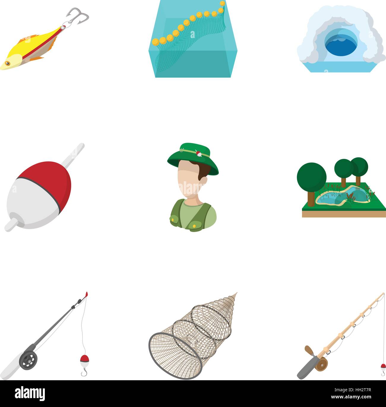 Hunting for fish icons set, cartoon style Stock Vector Image & Art - Alamy