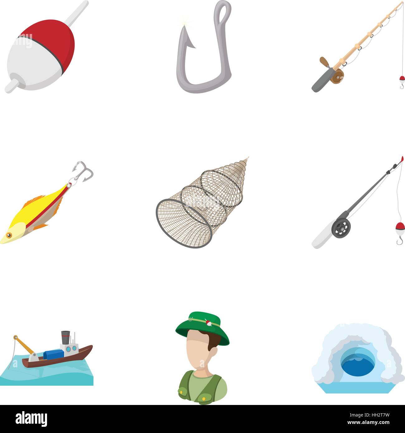 Catch fish icons set, cartoon style Stock Vector Image & Art - Alamy