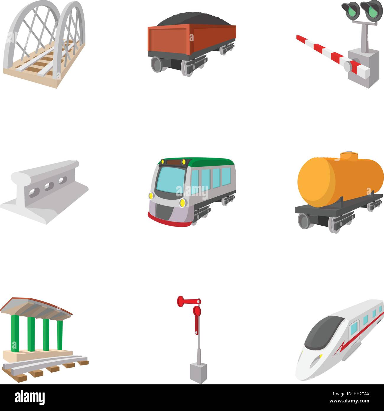Railway icons set, cartoon style Stock Vector Image & Art - Alamy