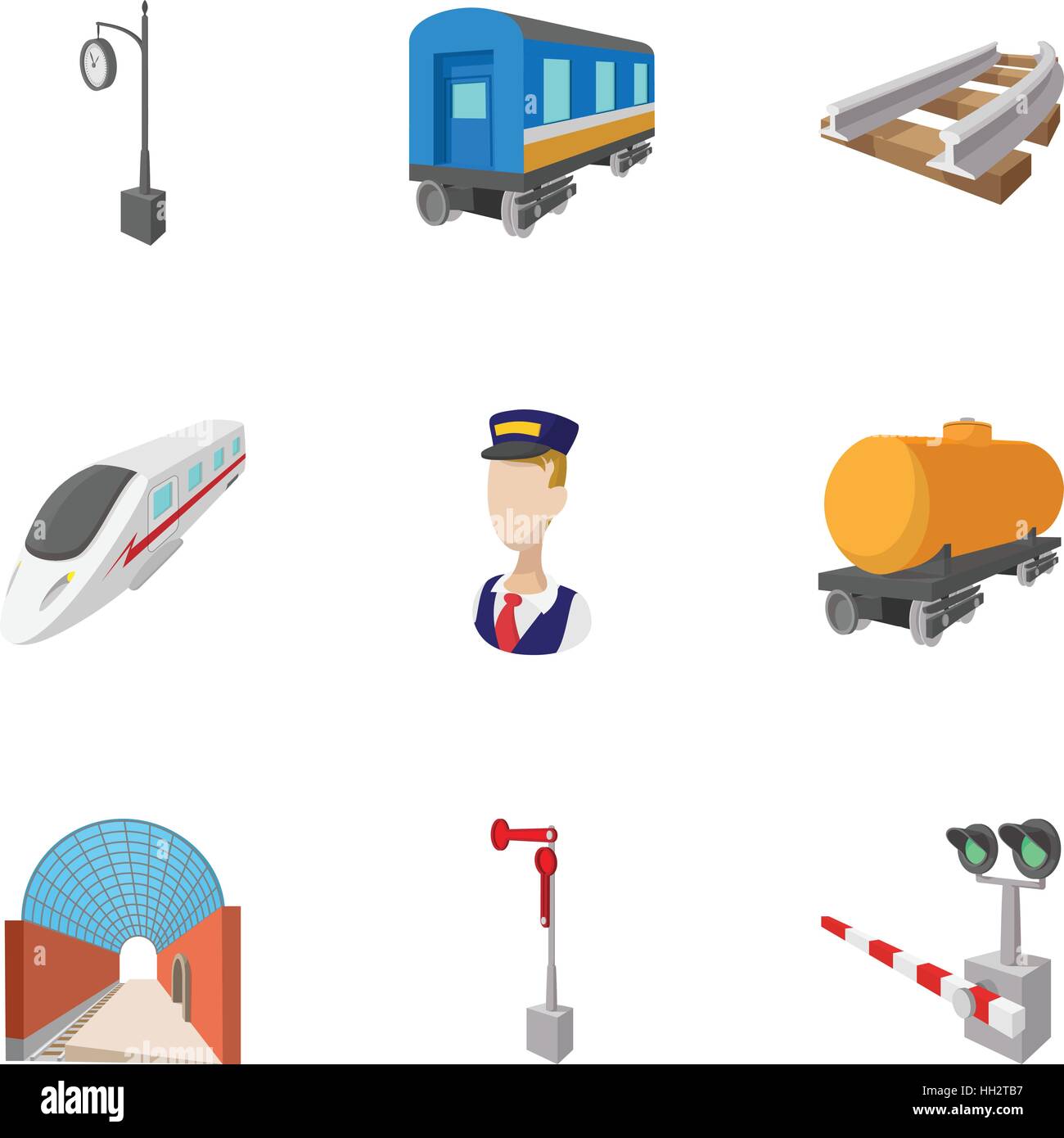 Iron way road icons set, cartoon style Stock Vector Image & Art - Alamy
