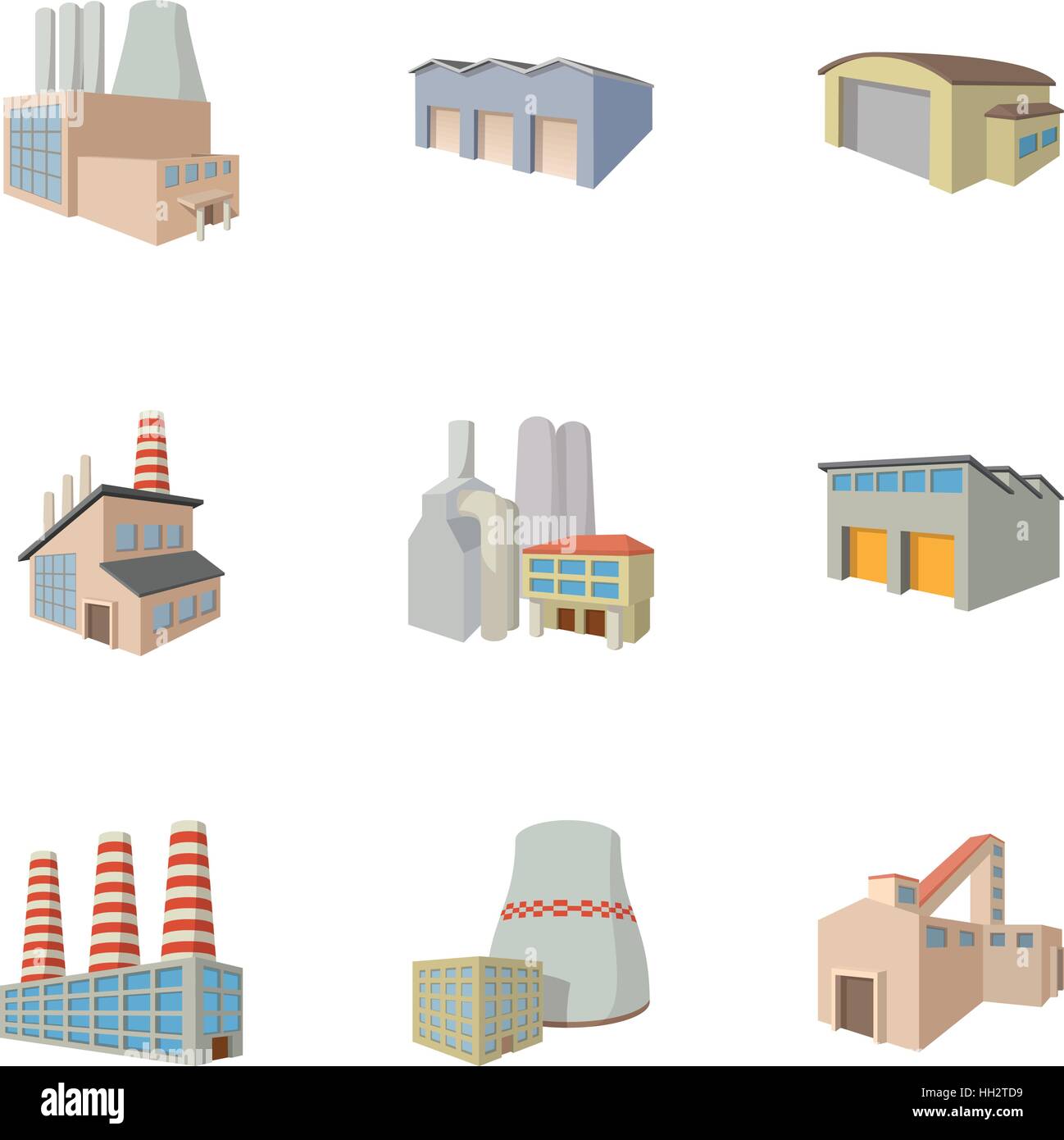Factory icons set, cartoon style Stock Vector Image & Art - Alamy