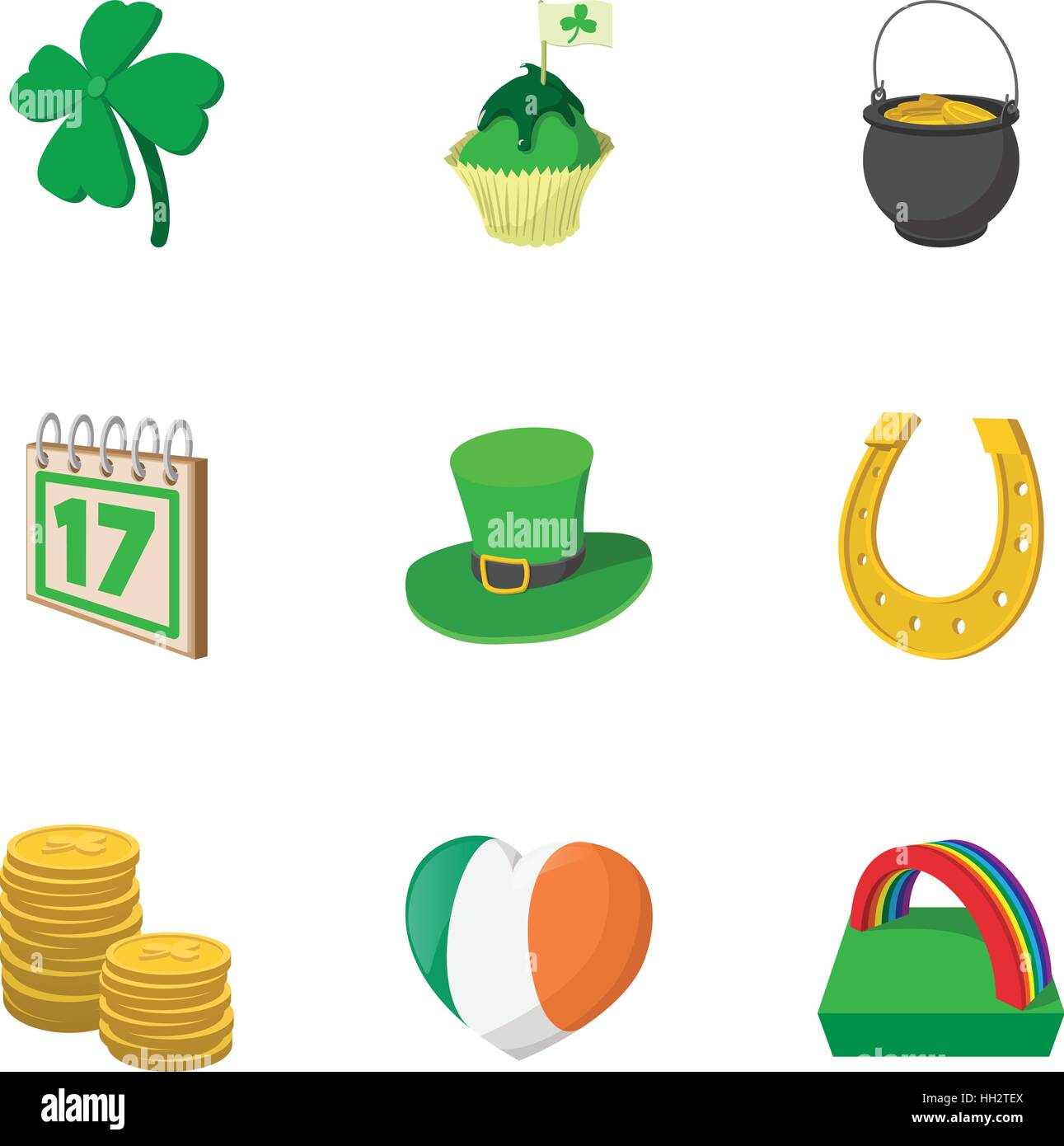 Holiday Saint Patrick day icons set, cartoon style Stock Vector Image ...