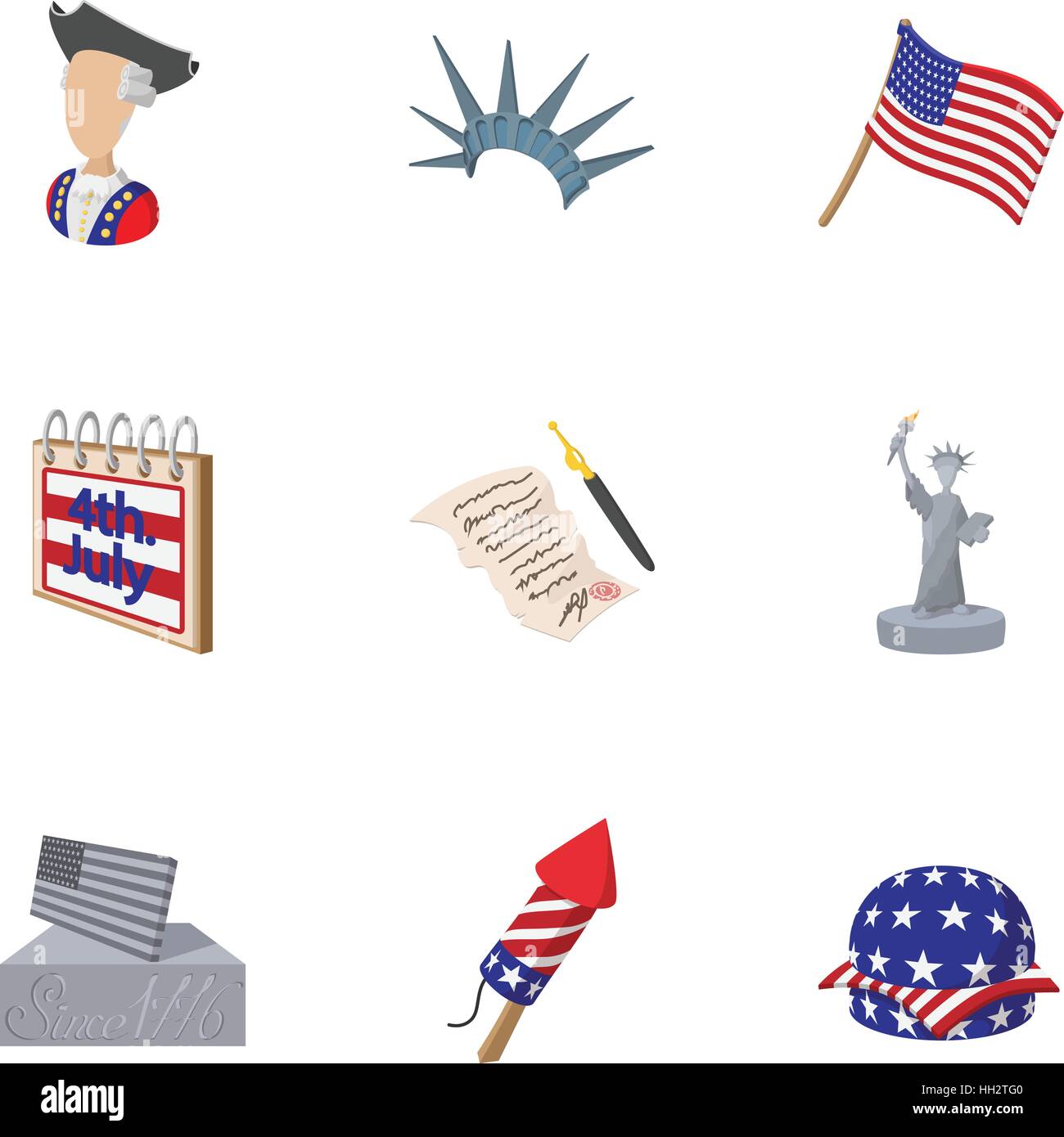 Independence day of USA icons set, cartoon style Stock Vector Image ...