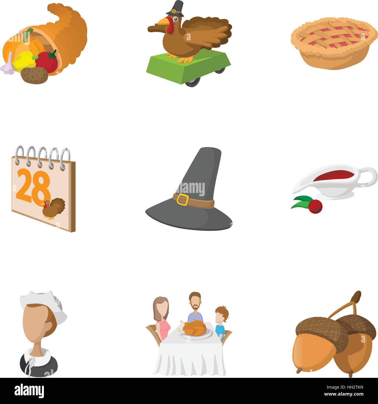 Thanksgiving cornucopia set icons hi-res stock photography and images ...