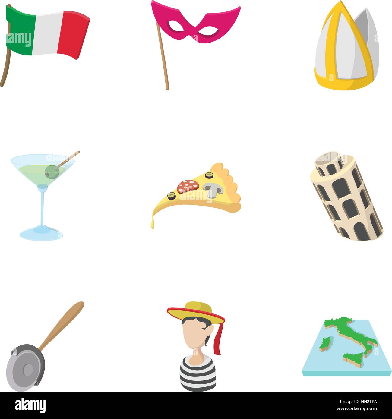 Trip to Italy icons set, cartoon style Stock Vector Image & Art - Alamy