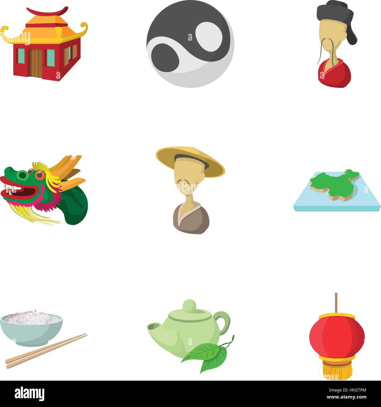 Stay in China icons set, cartoon style Stock Vector Image & Art - Alamy